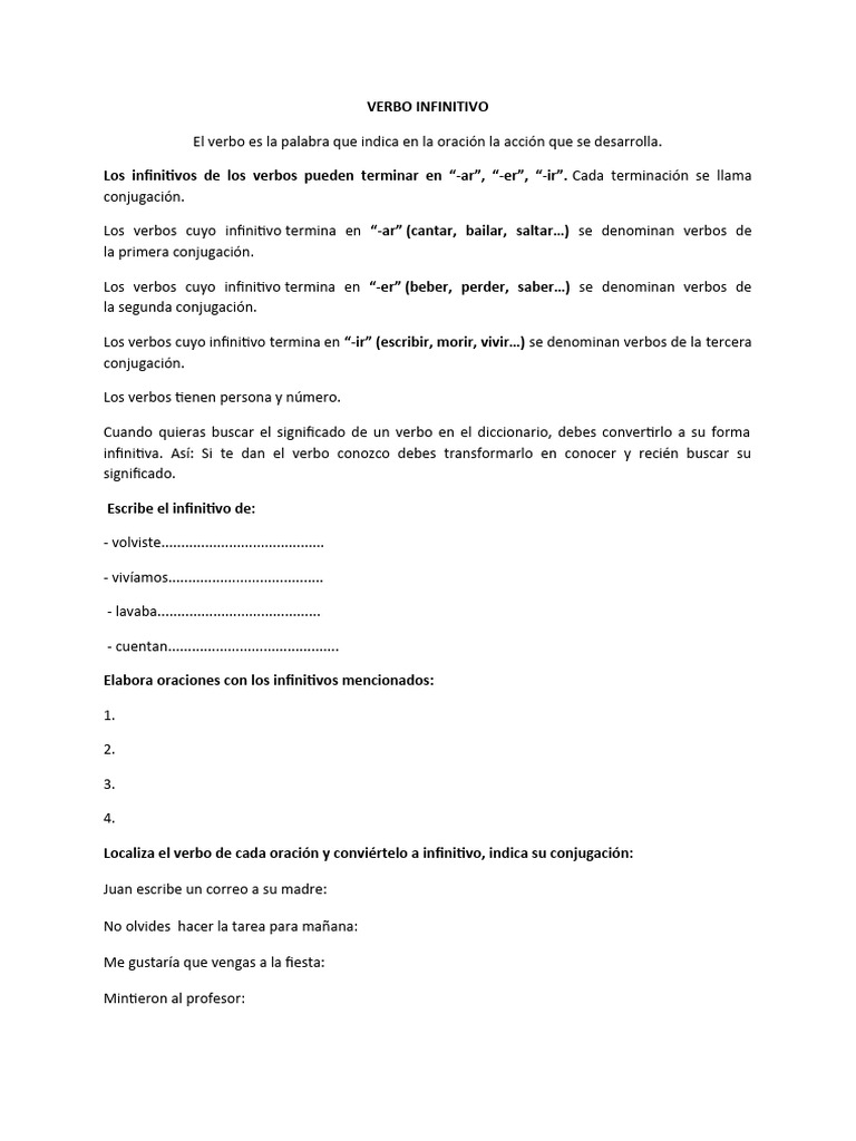 Tipos de Verbos en Infinitivo | PDF | Artes del Lenguaje y Comunicación
