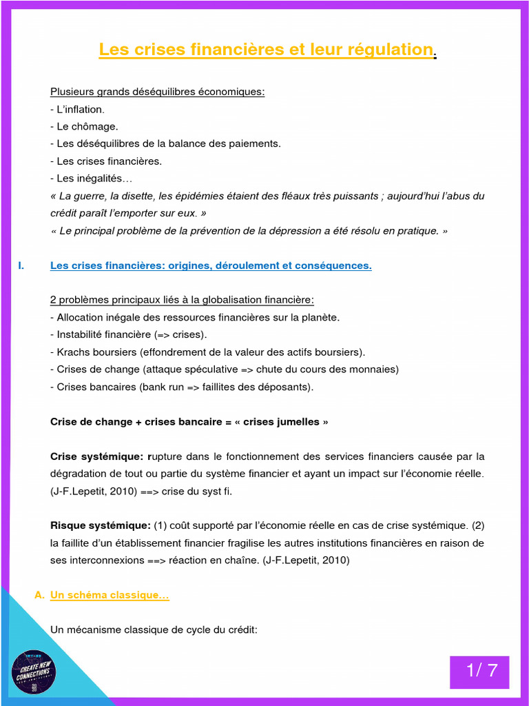 Crises financières et régulation essentielle | PDF | Crise financière ...