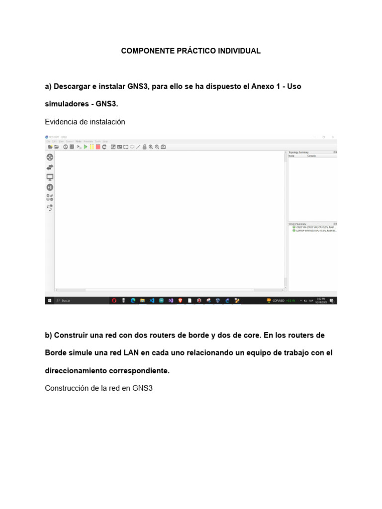 Configuración de Red en GNS3 con OSPF | PDF | Informática