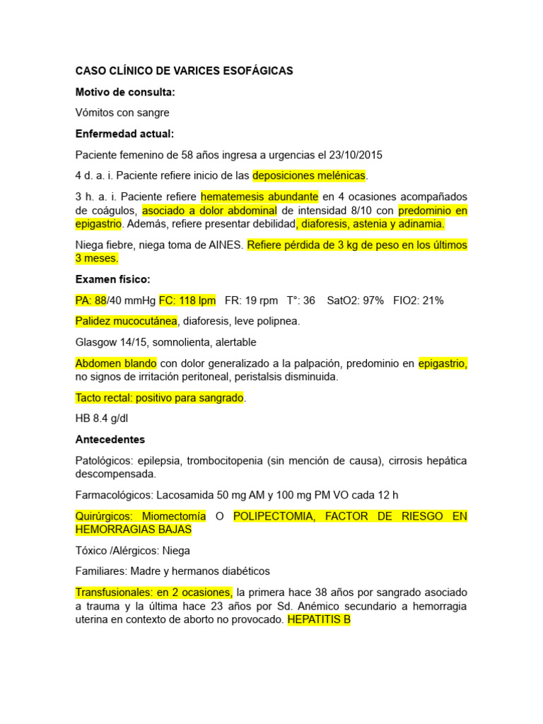 Caso Clínico de Varices Esofágicas | PDF