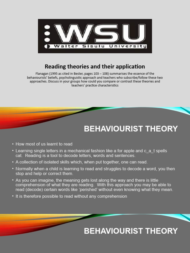 UNIT 4.2 Reading Theories and Their Applicationpptx | PDF | Reading ...