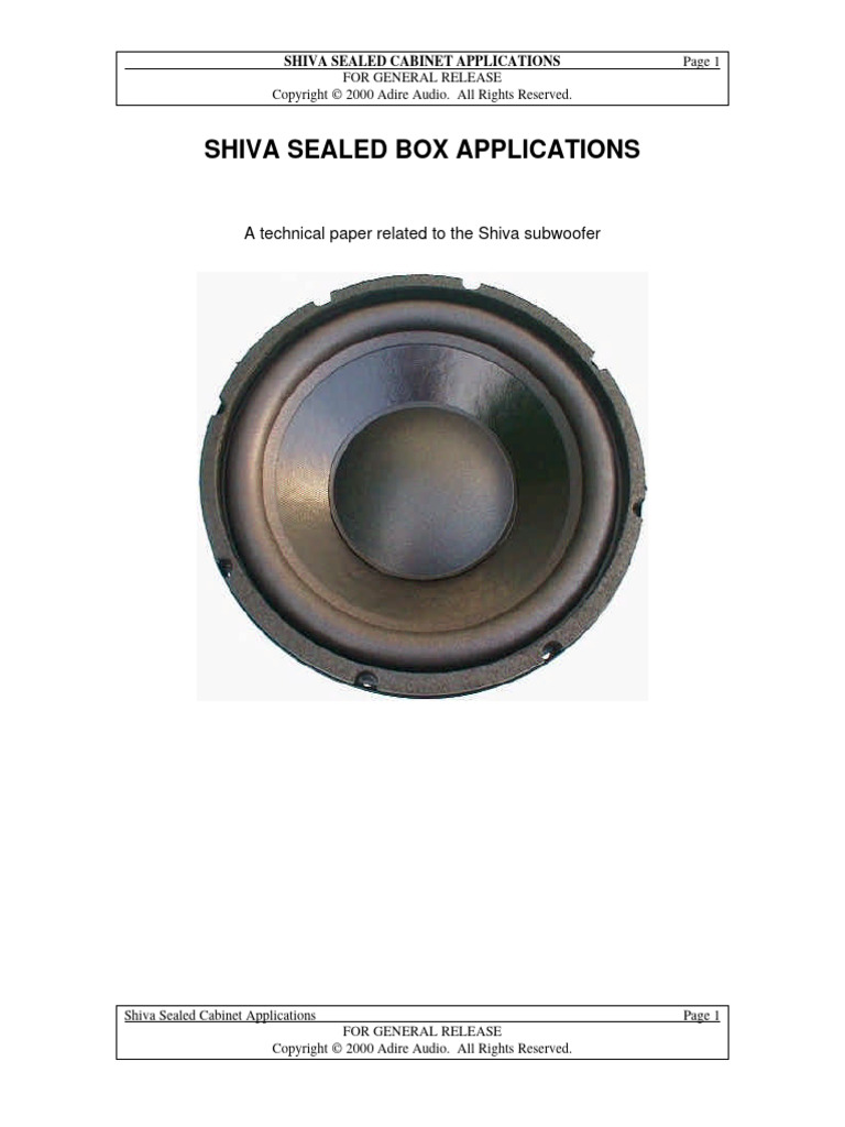 Sealed Shiva Applications | PDF | Loudspeaker | Equalization (Audio)