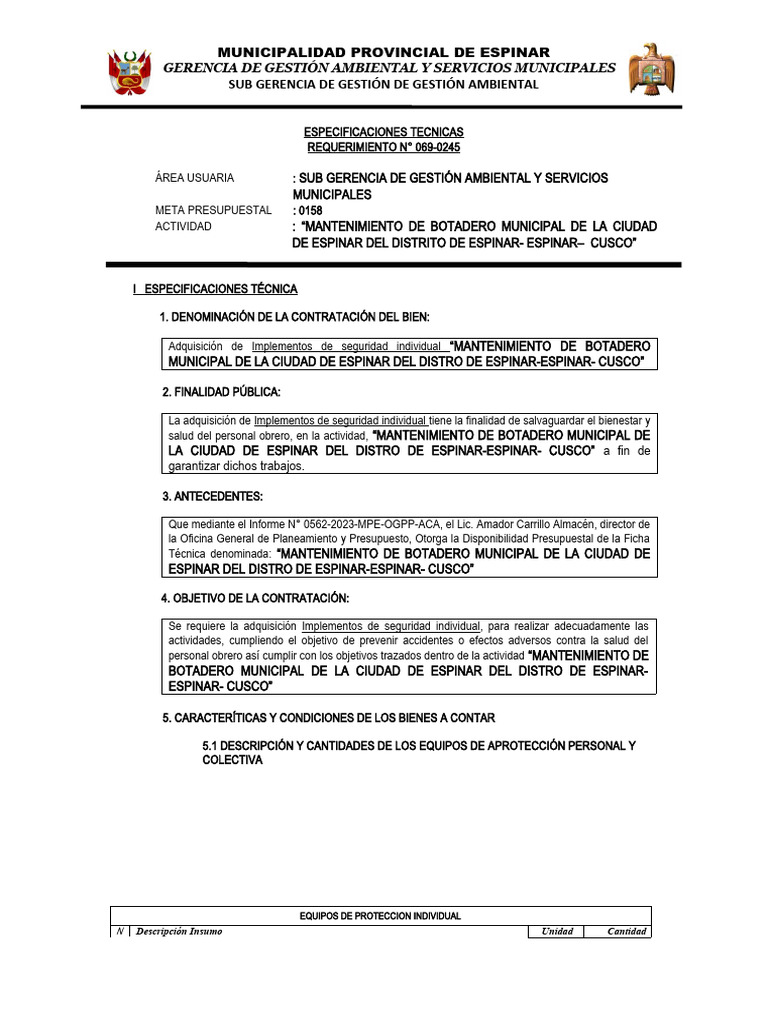 TDR de Epps Calles | PDF