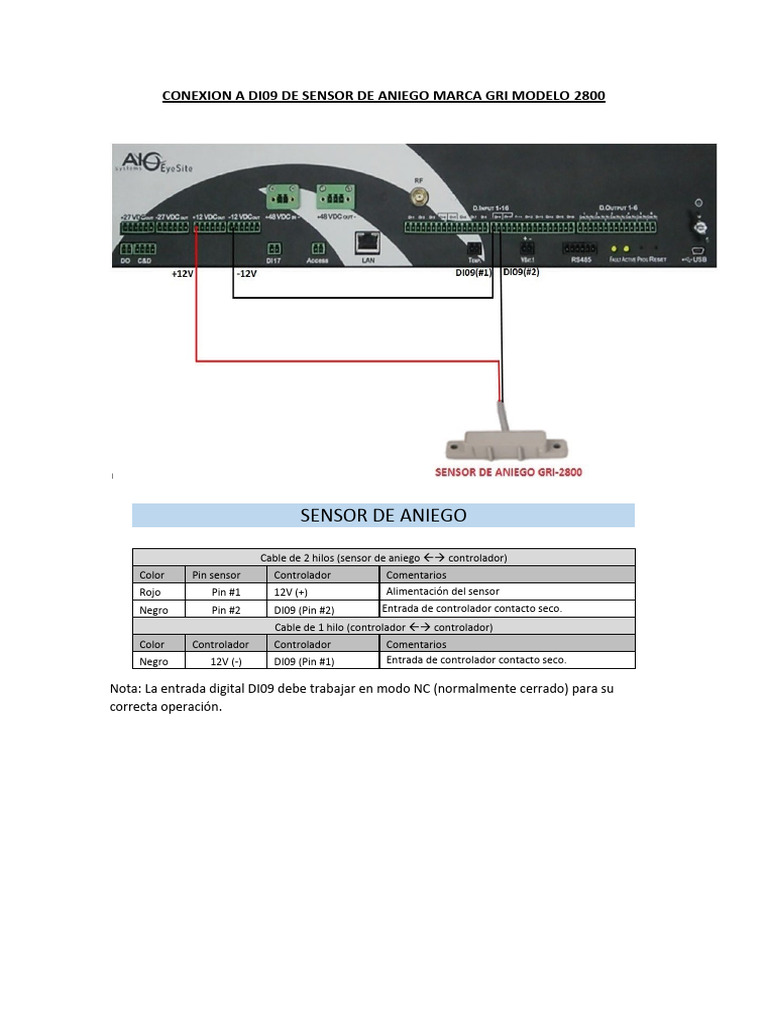 Conexion A Di09 de Sensor de Aniego Gri Modelo 2800 | PDF