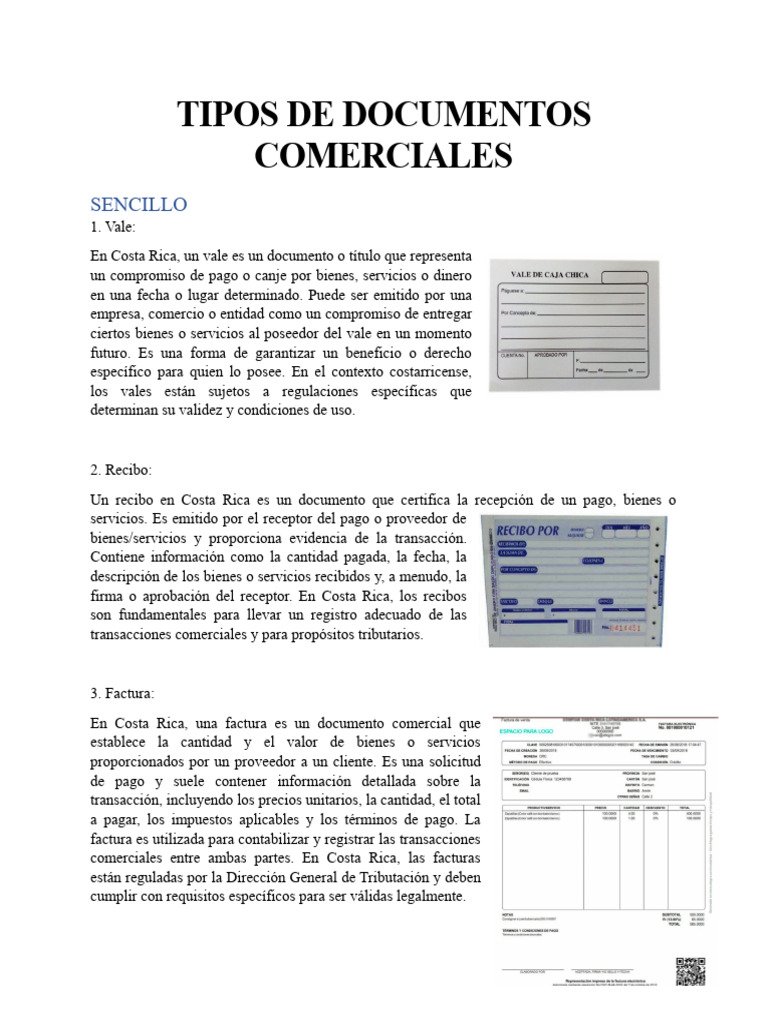 Tipos de Documentos Comerciales | PDF