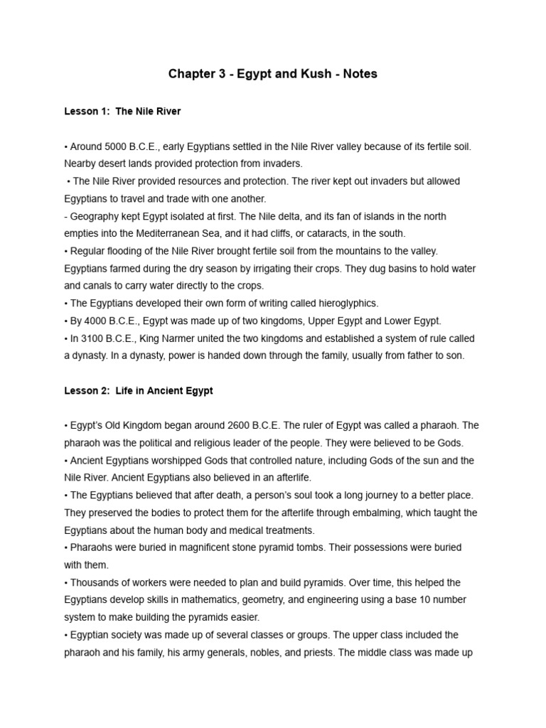 CH 3 Egypt Kush Notes | PDF