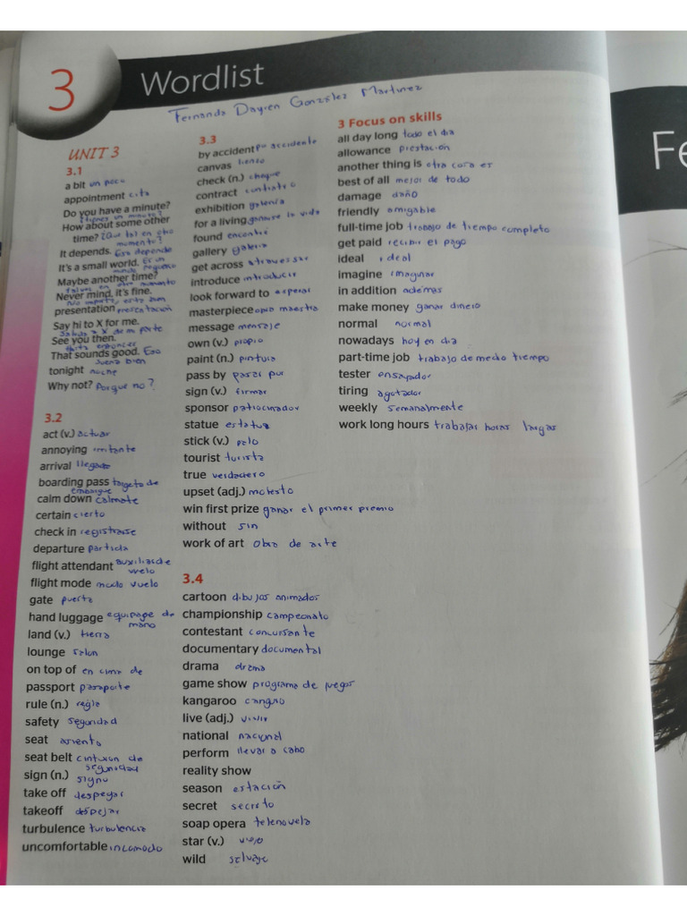 Wordlist Unit 3. | PDF
