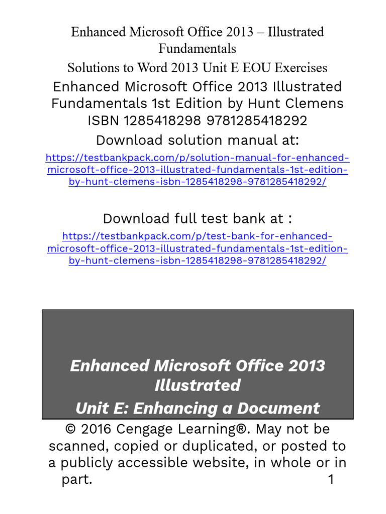Enhanced Microsoft Office 2013 Illustrated Fundamentals 1st Edition ...