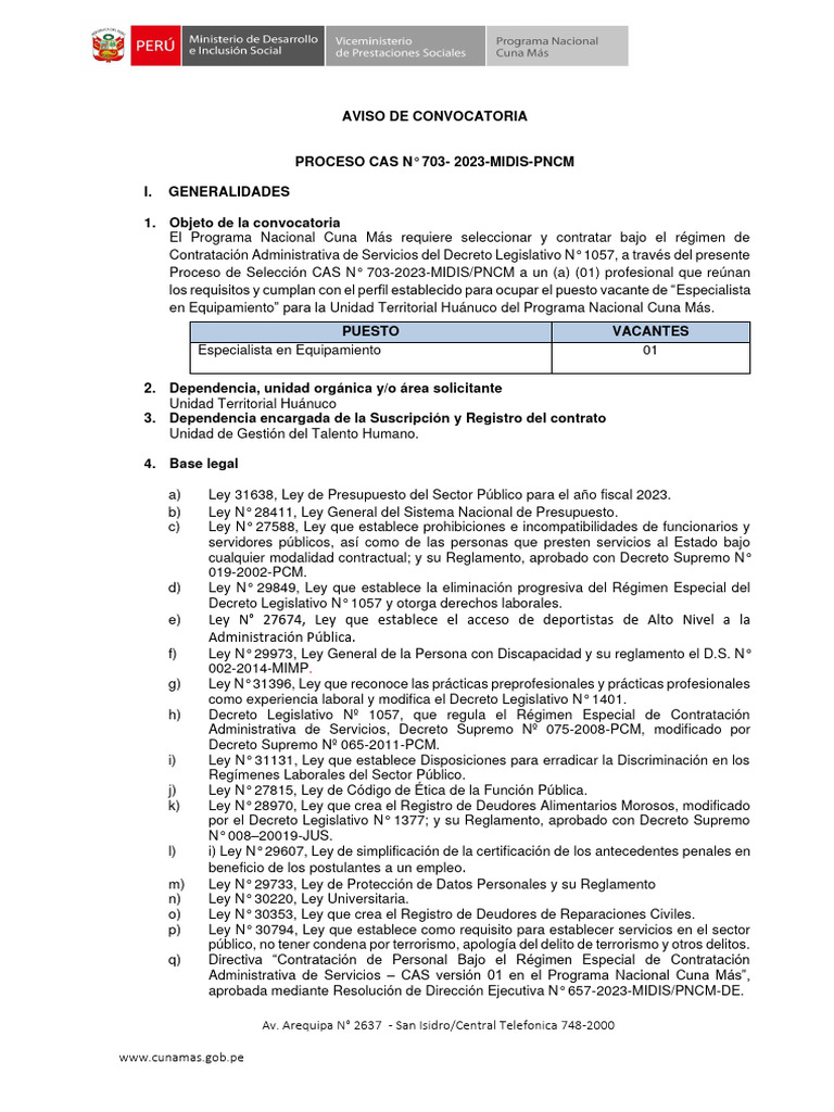 Proceso Cas #703 - 2023-Midis-Pncm | PDF