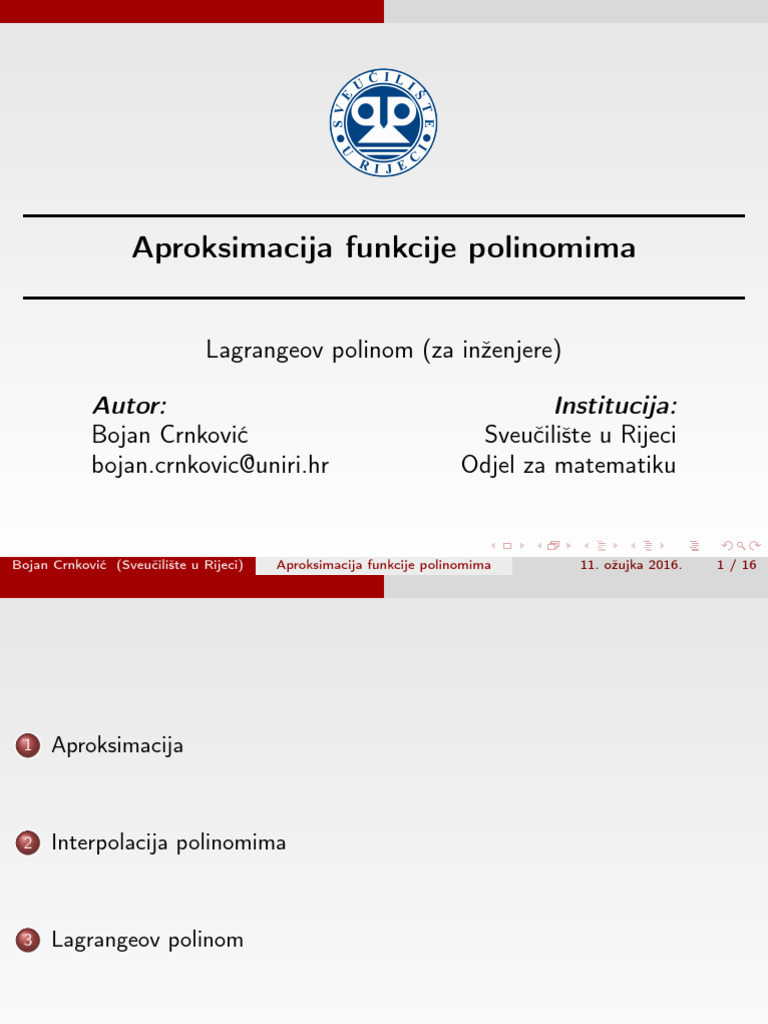 Interpolacija Lagranege Inzenjeri | PDF