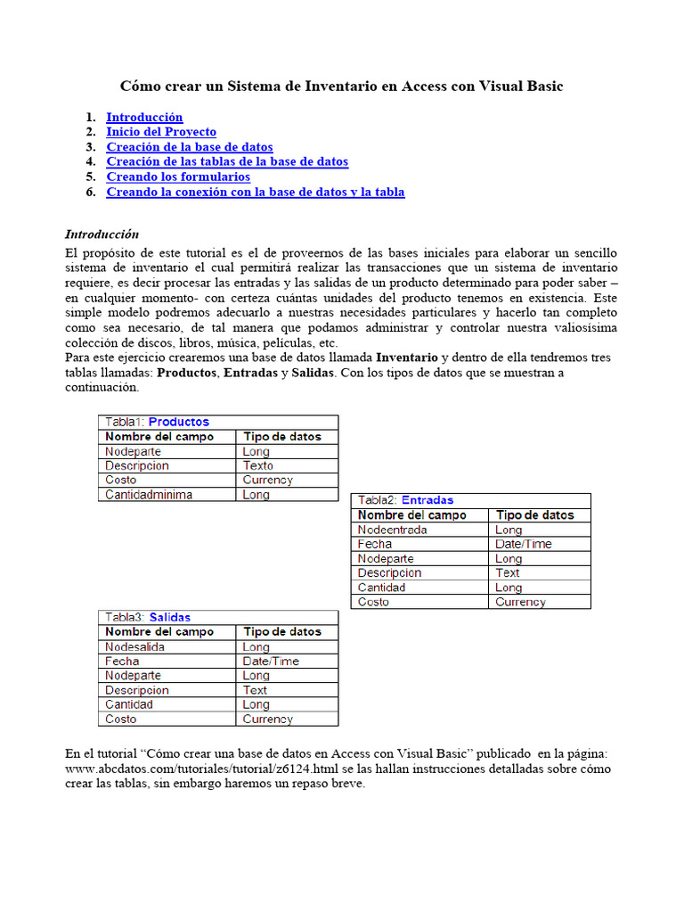 Como Crear Un Sistema de Inventario en Access Con Visual Basic | PDF | Bases de datos | Básico