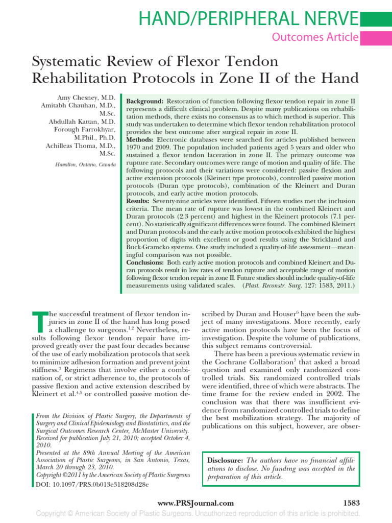 Protocolos Tendon Flexor | PDF