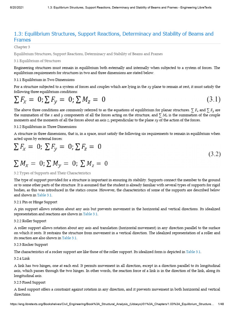 Equilibrium Structures and Support Types | PDF | Teaching Methods ...
