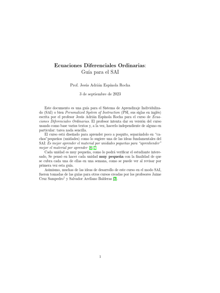 Espinola Rocha Odes Guia Sai | PDF | Ecuación diferencial ordinaria | Ecuaciones