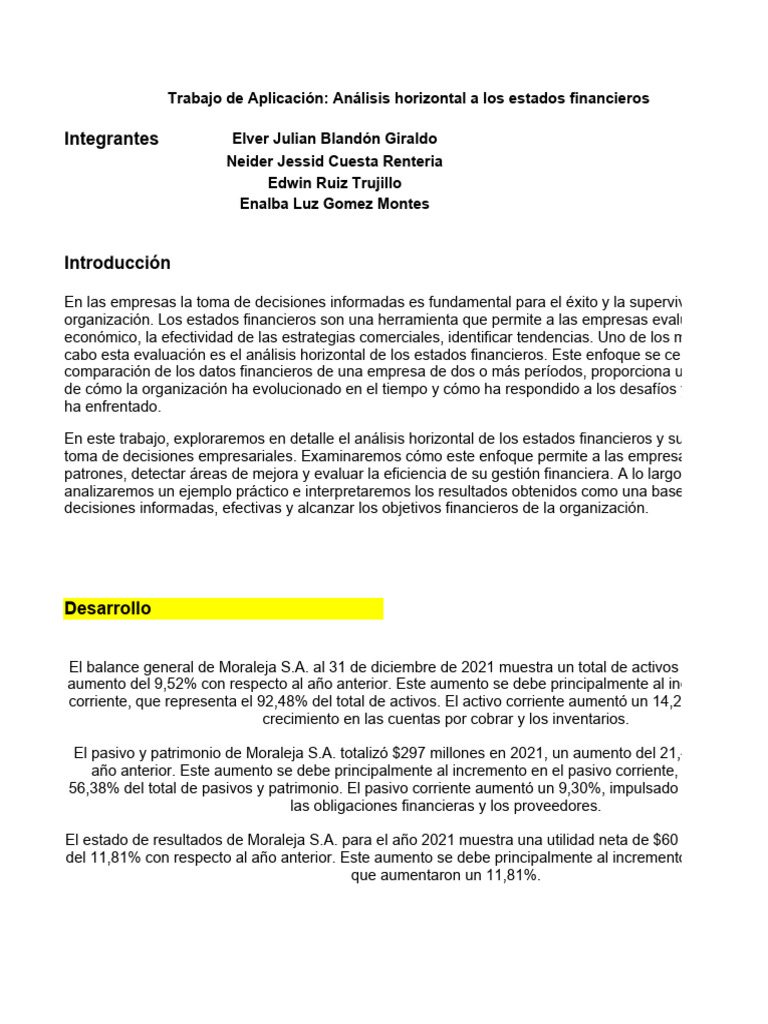 Actividad No 2 Analisis Horizontal | PDF