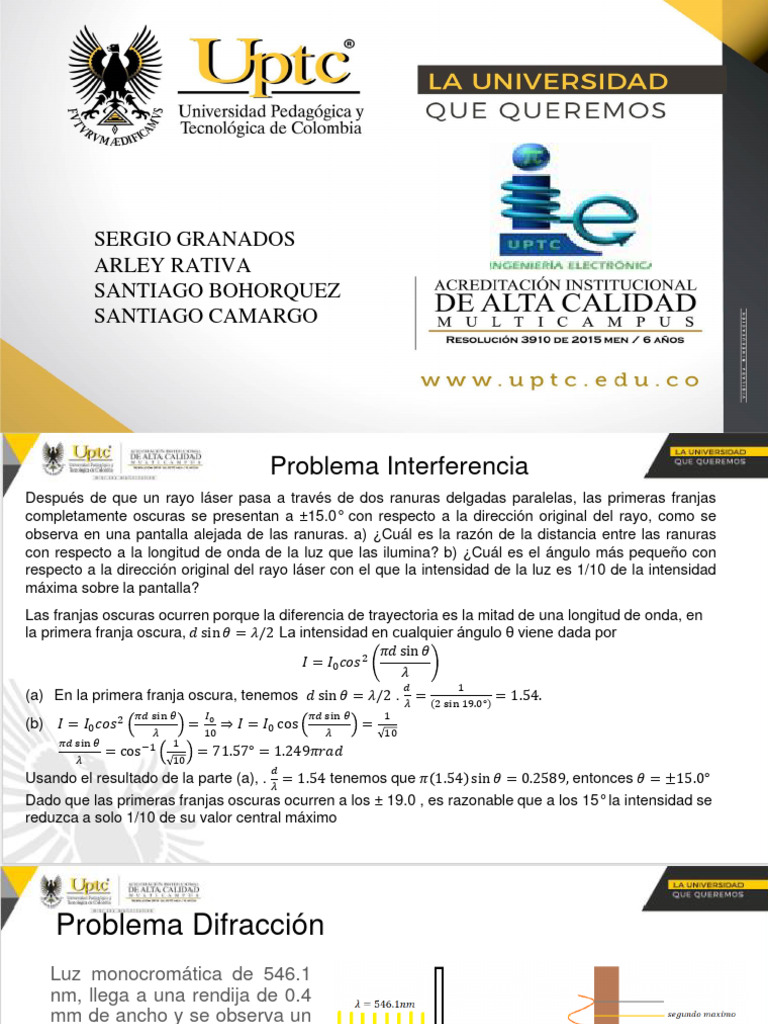 Ejercicios Difraccion e Interferencia | PDF | Difracción | Ligero