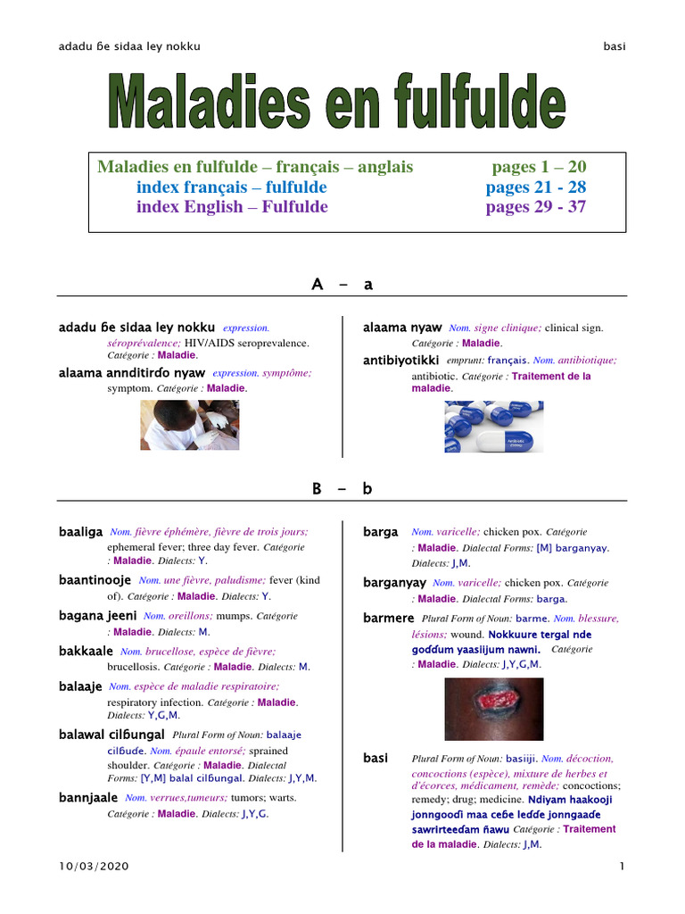 4 Fulfulde Lexique Maladies | PDF