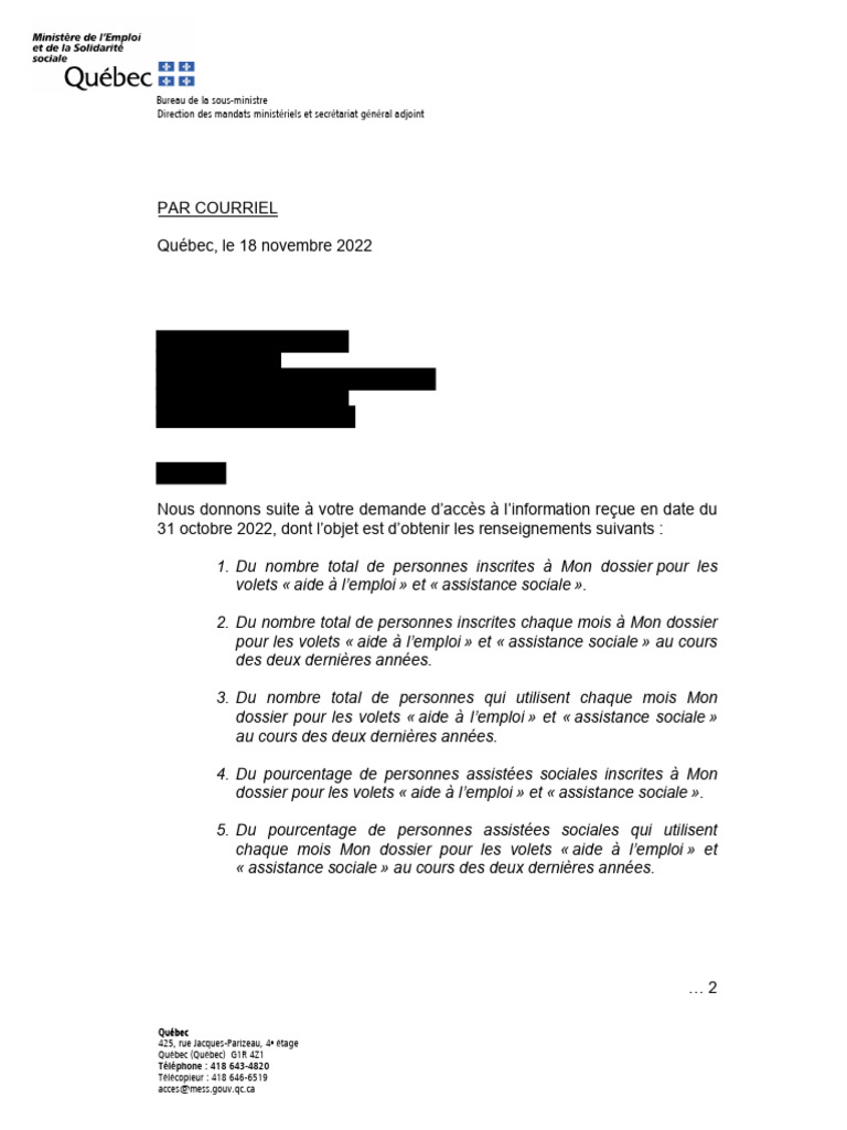 Statistiques du Portail Mon Dossier | PDF