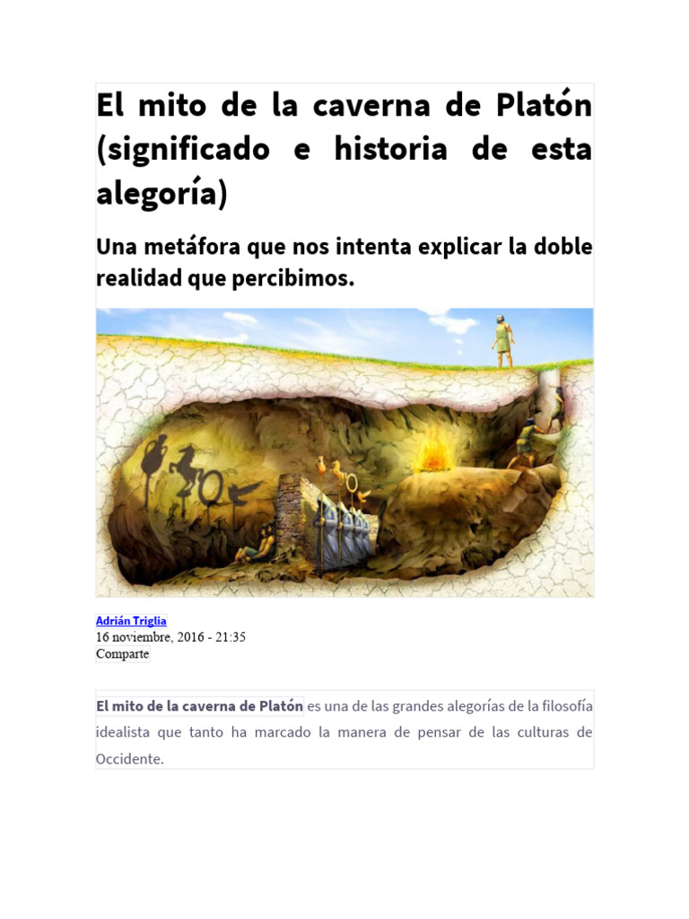 Mito de la Caverna: Significado y Relevancia | PDF | Platón | Verdad