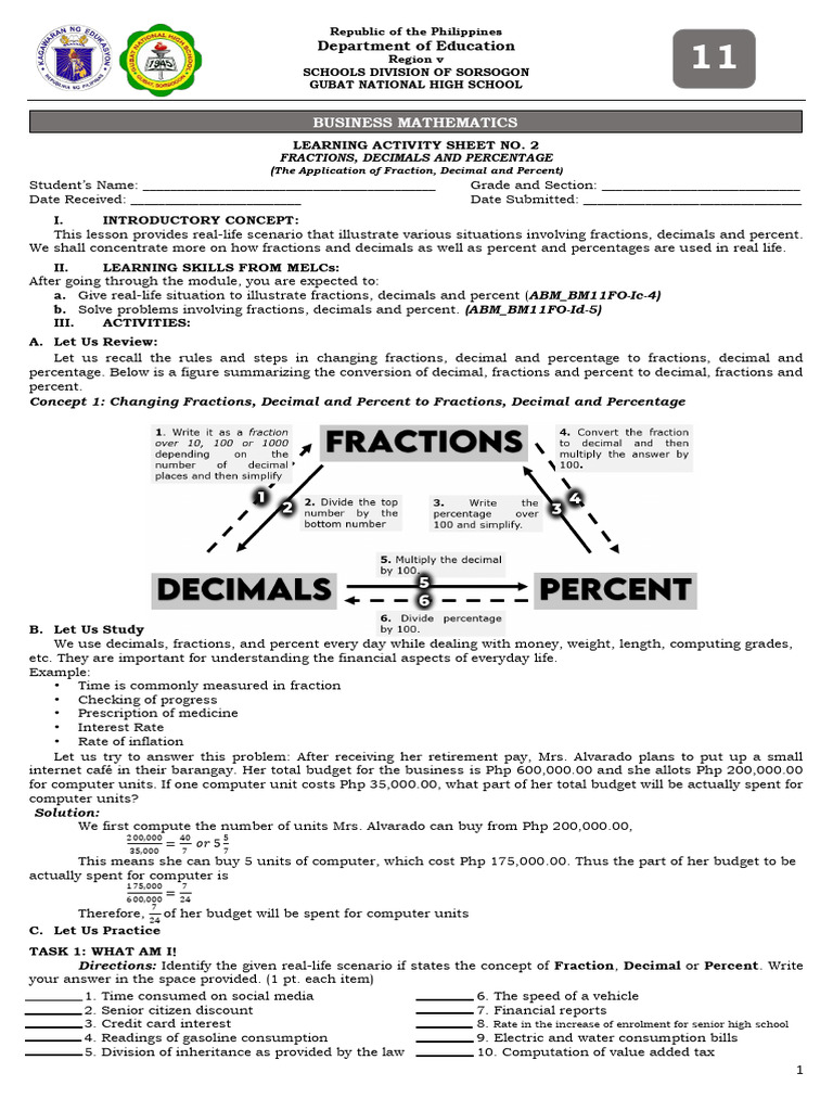 Real-Life Applications of Fractions, Decimals, and Percentages | PDF