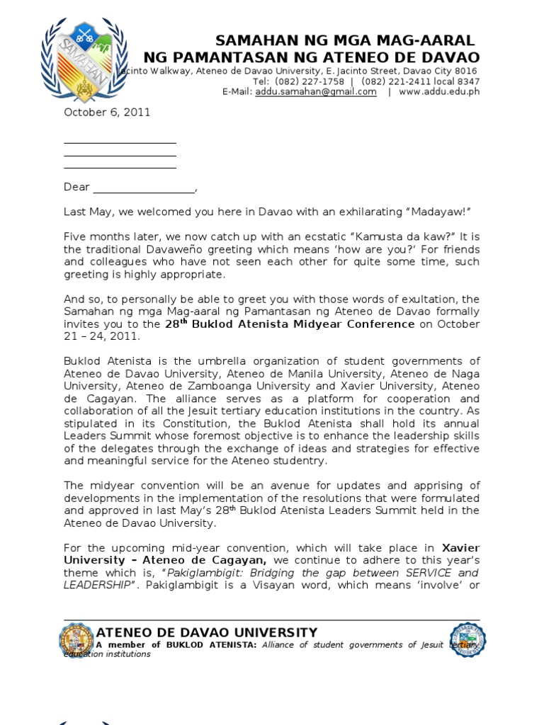 Invitation Letter For Buklod Mid-Year Conference | PDF | Career & Growth
