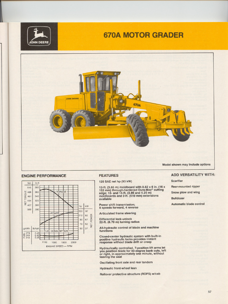 Motor Grader 670a | PDF | Horsepower | Axle