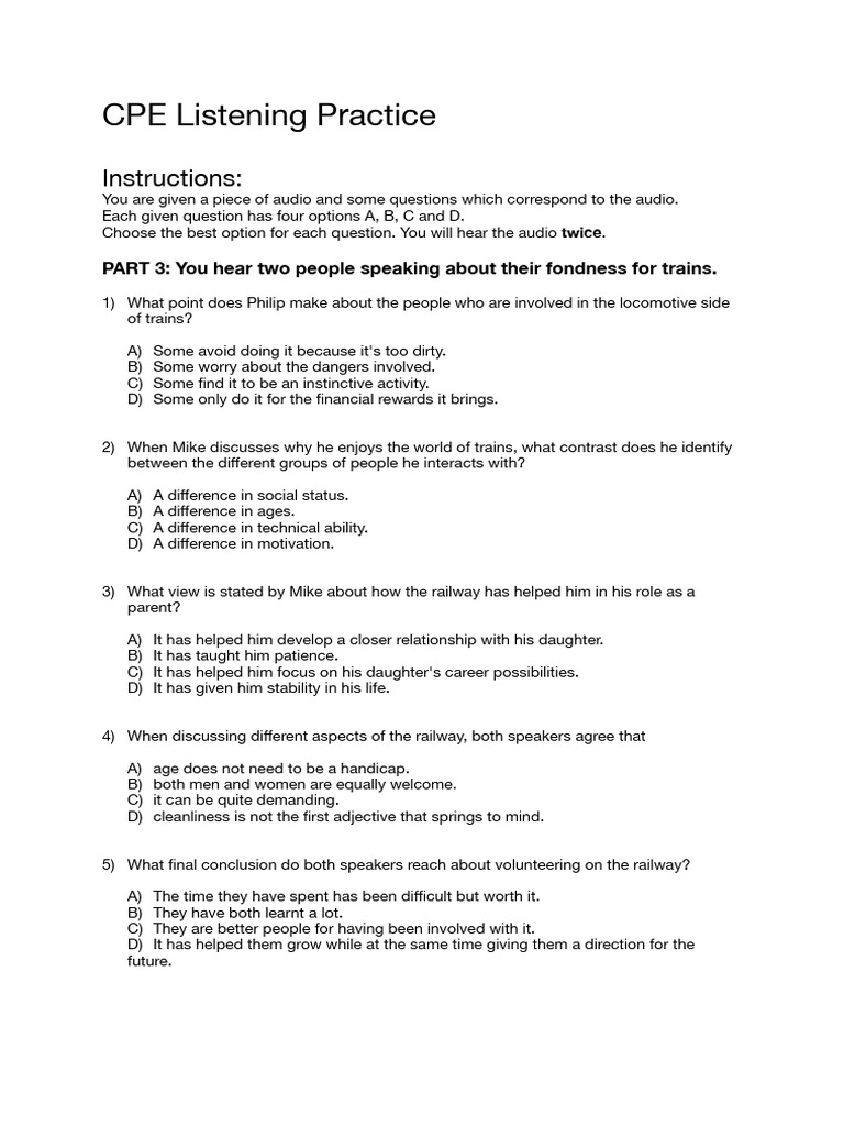 CPE Listening Practice 01 | PDF | Mare