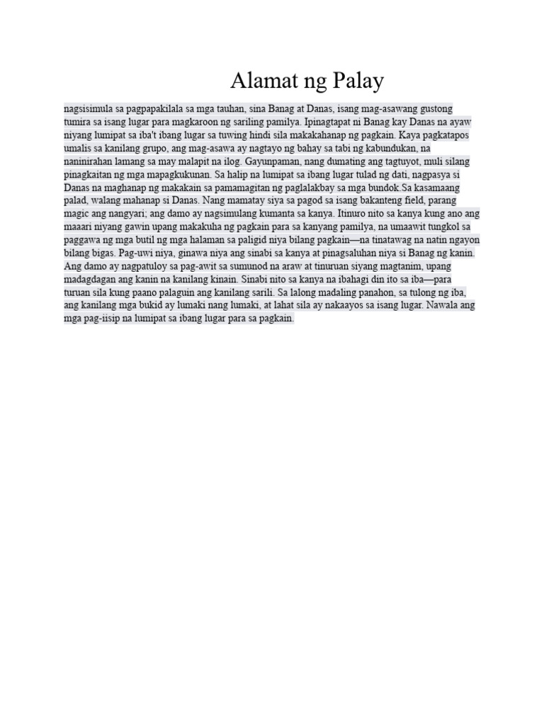 Alamat NG Palay | PDF