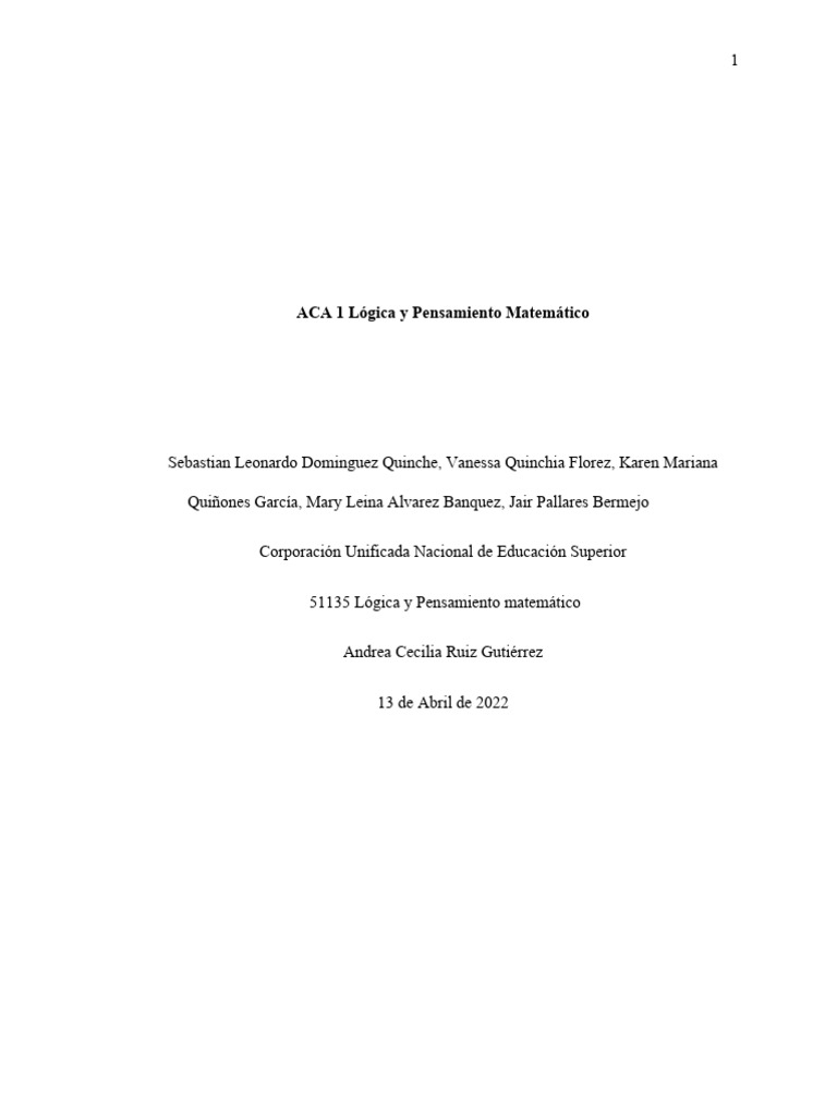 ACA 1 Logica | PDF | Matemáticas | Matemática Elemental
