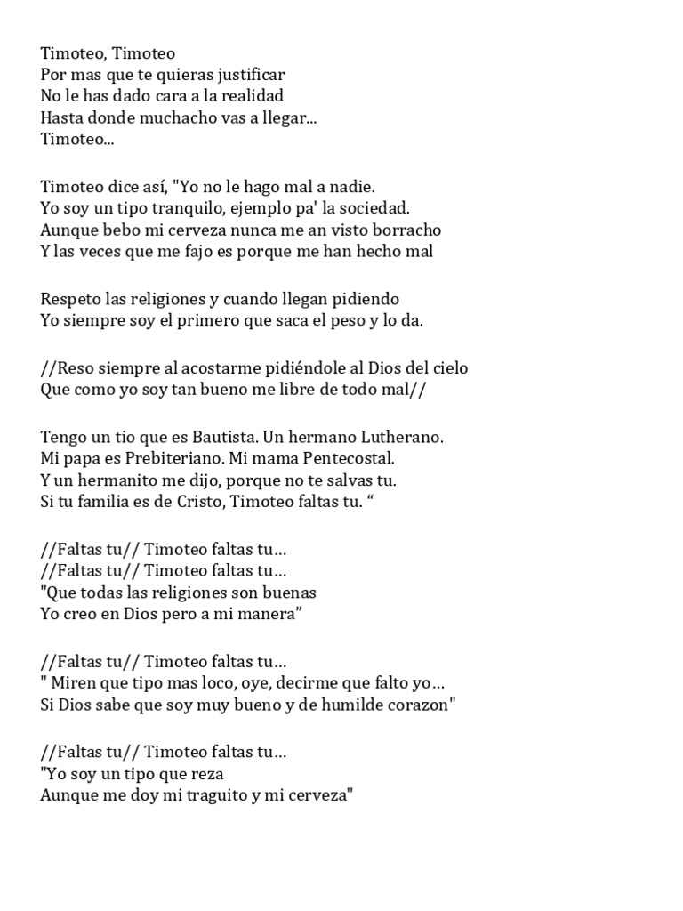 Timoteo: Fe Personal y Religión | PDF | Cocina, comidas y vino ...
