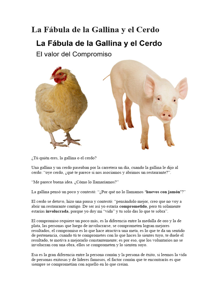 La Fábula de la Gallina y el Cerdo | PDF