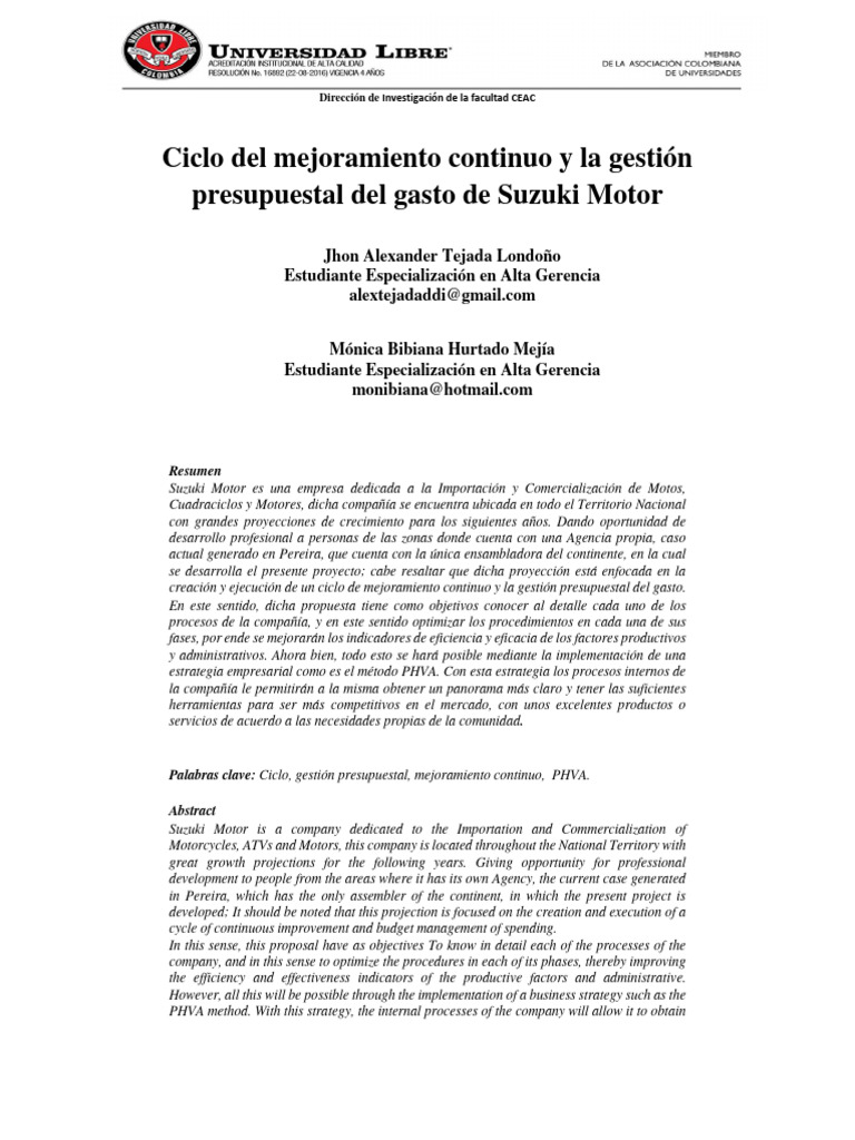 Ciclio de Mejoramiento Continuo | PDF