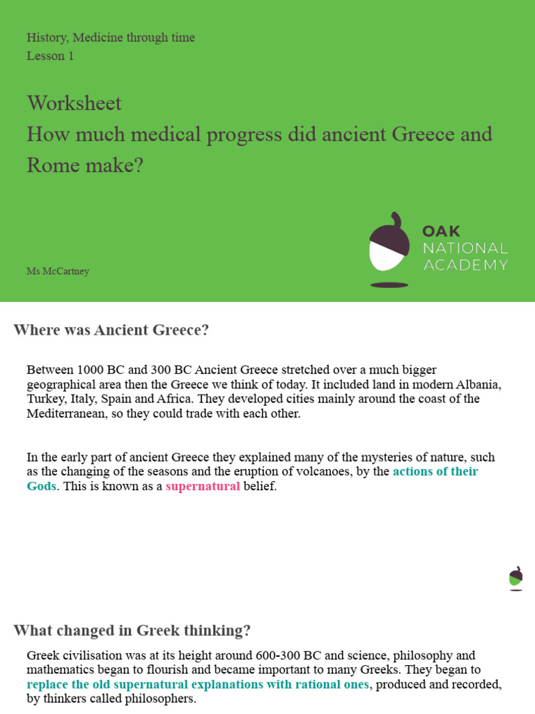 Lesson 1 - Worksheet | Download Free PDF | Ancient Greece | Science