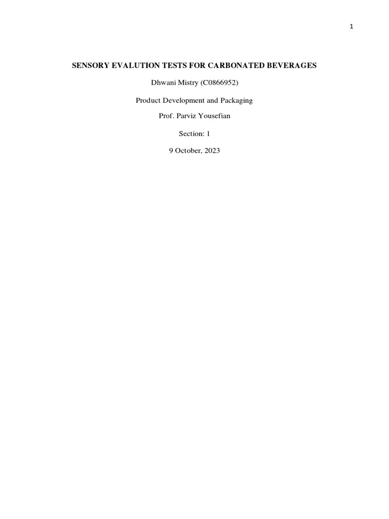 Sensory Evaluation of Carbonated Beverages | PDF | Wellness