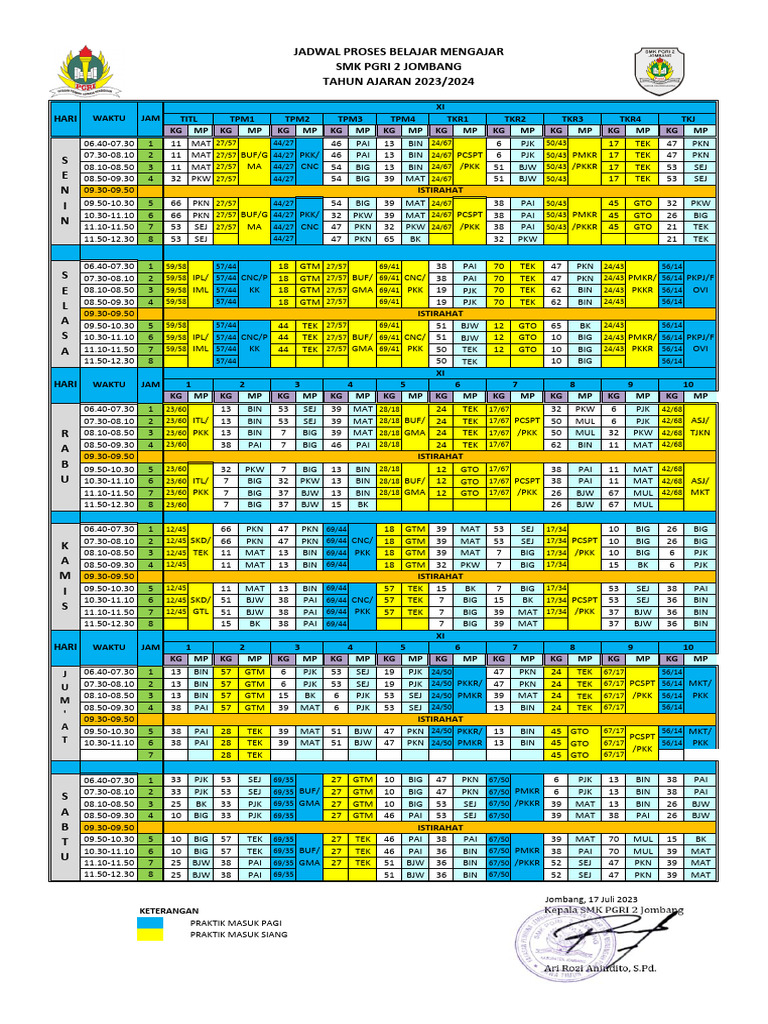 Kelas Xi Jadwal Rev.2 | PDF