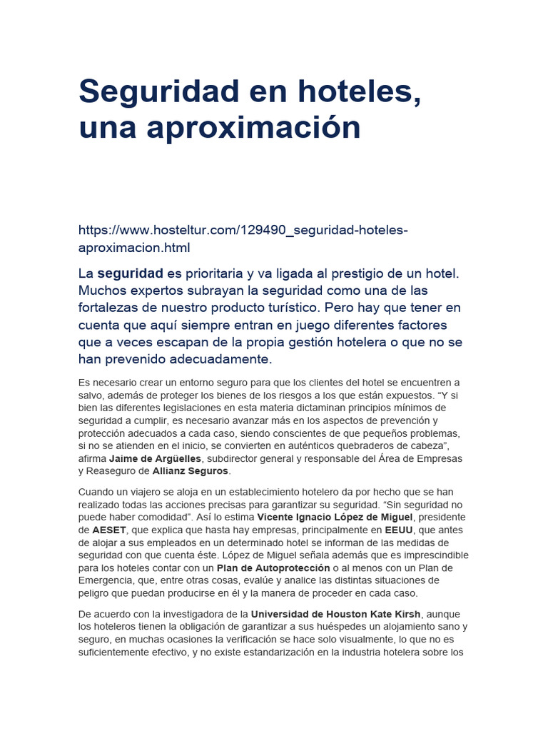 Seguridad en Hoteles | PDF | Hotel | Valores