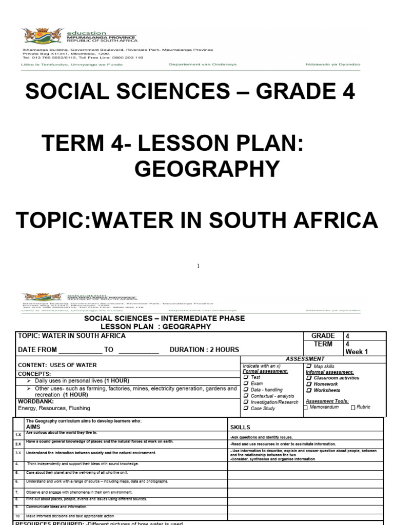 Term 4-Grade 4 Geography Ss Lesson Plans | PDF | Lesson Plan | Geography