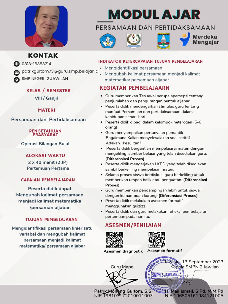 Modul Ajar Persamaan Dan Pertidaksamaan | PDF