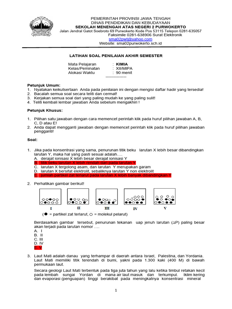 Latihan Soal PAS Kimia | PDF