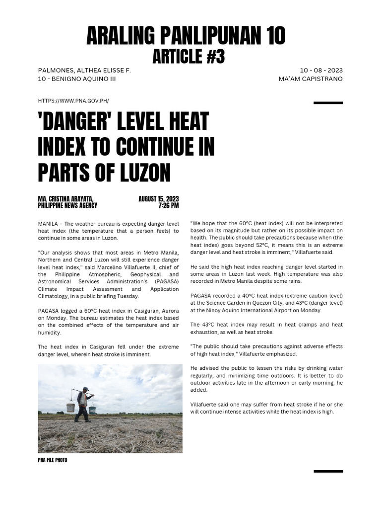 Article About Heat Index (Tagalog) | PDF