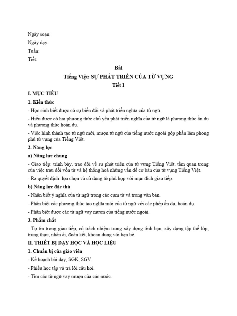 Su Phat Trien Cua Tu Vung | PDF