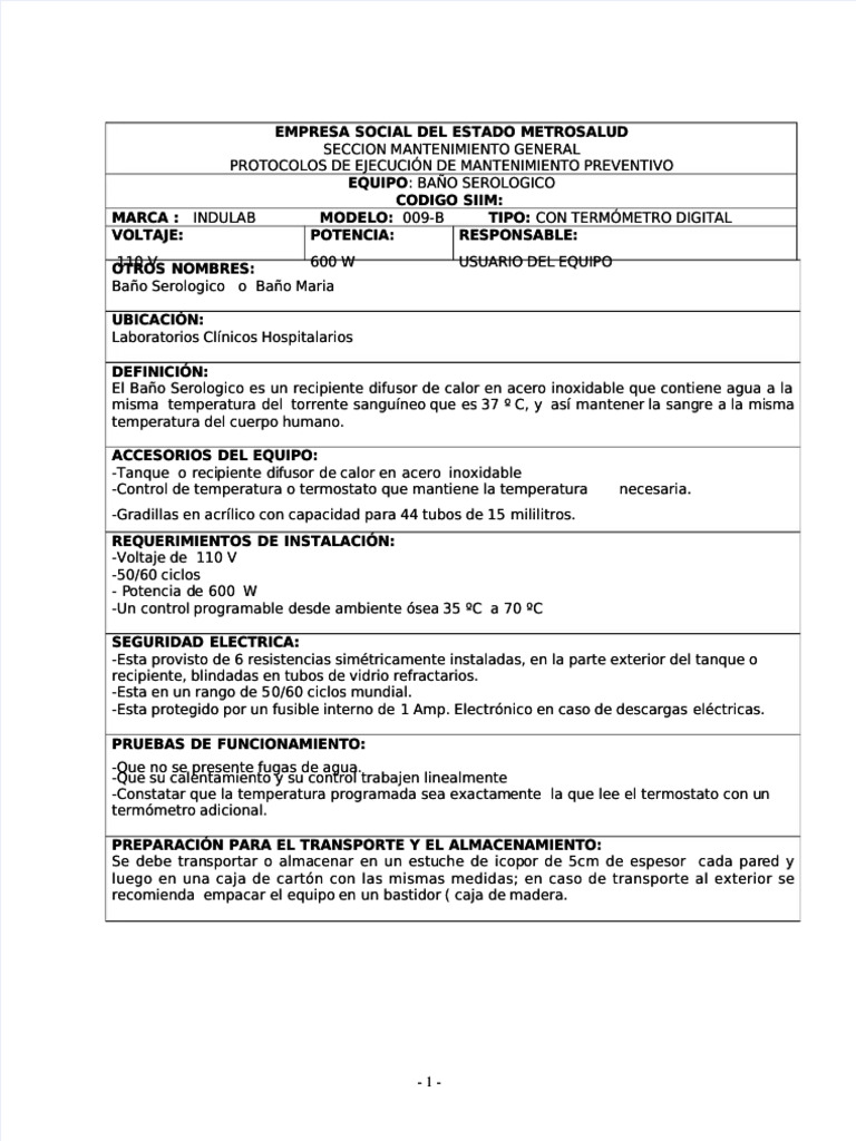 PDF Protocolo Bano Serologico - Compress | PDF | Ciencias fisicas | Física Aplicada e ...