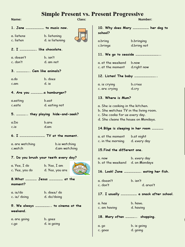 Simple Present Tense Vs Present Continous Tense Tests - 93953 | PDF