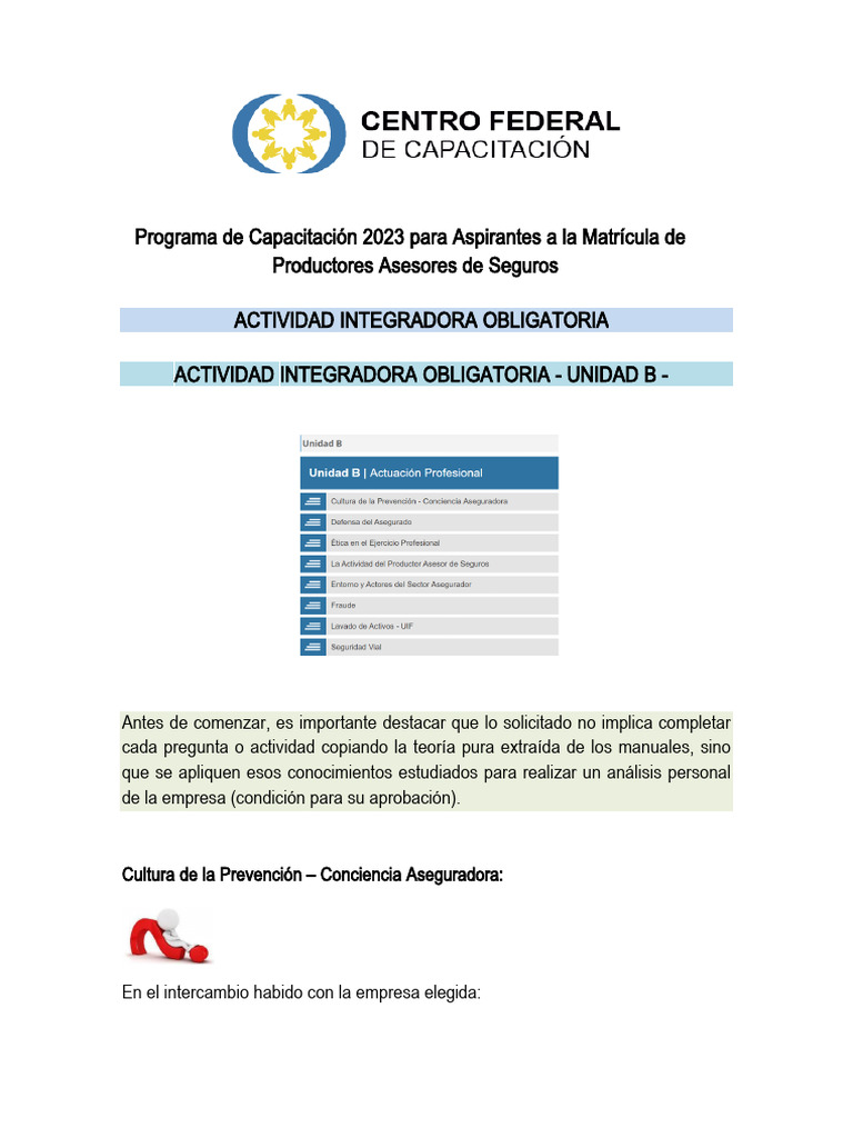 Actividad Obligatoria Pca 2023 - Unidad B | PDF