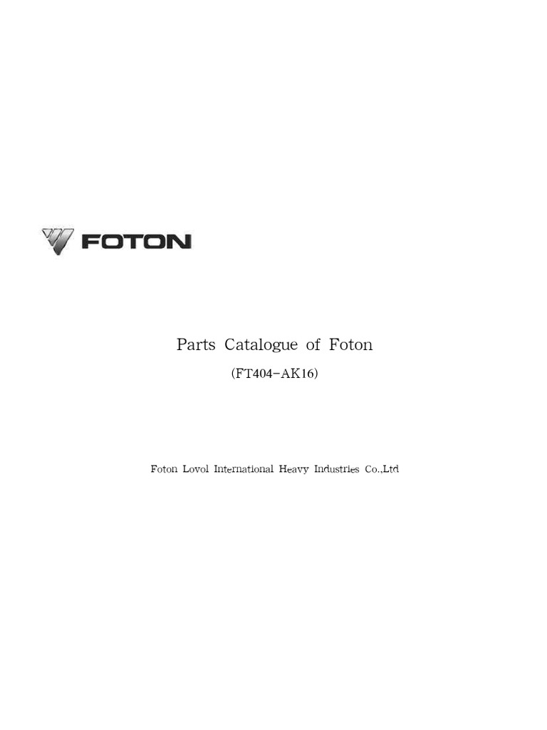 Foton FT404 Tractor Parts Manual PDF | PDF
