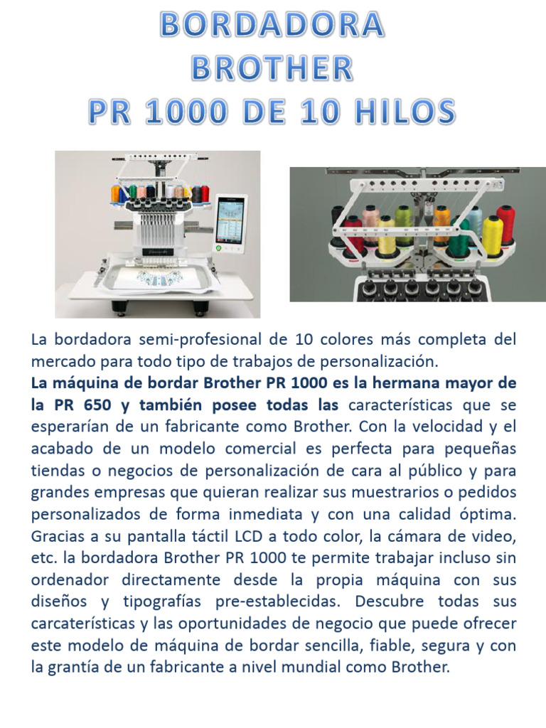 Bordadora Brother PR 1000: Versatilidad y Calidad | PDF