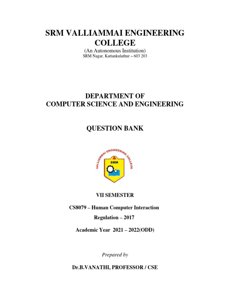 CS8079 Human Computer Interaction | PDF | Human–Computer Interaction | Usability