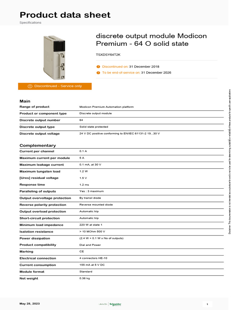 Modicon Premium - TSXDSY64T2K | PDF