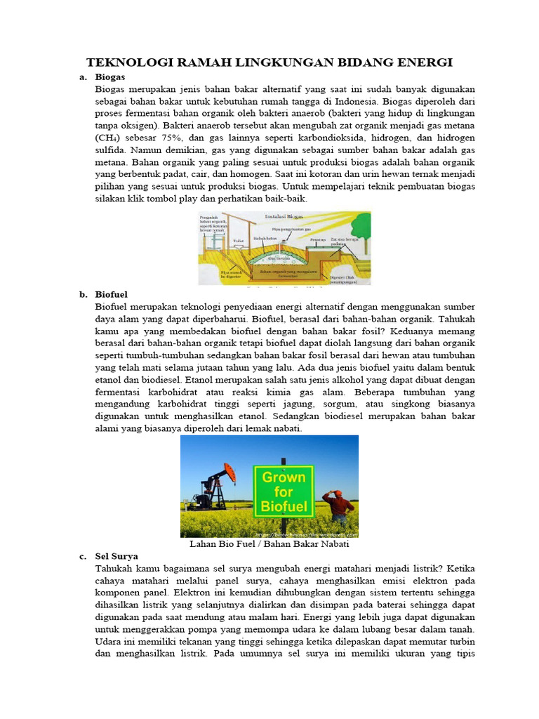 Teknologi Ramah Lingkungan Bidang Energi | PDF