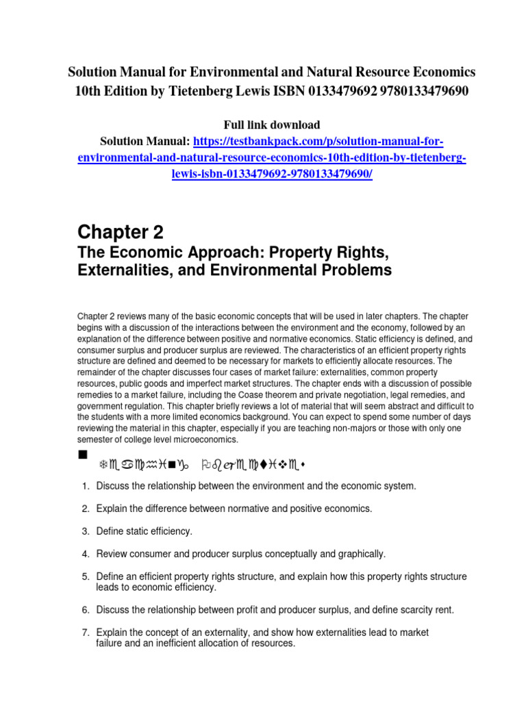 Solution Manual For Environmental and Natural Resource Economics 10th ...